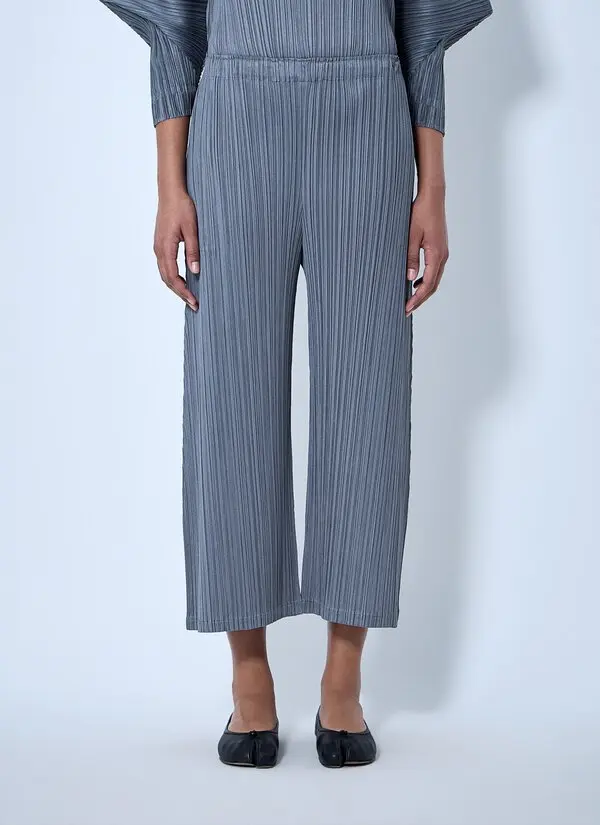 Issey Miyake Pleated Cropped Wide-leg Trousers - Gray