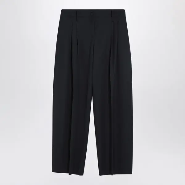 Alexander McQueen Wide Leg Wool Trousers - Blue