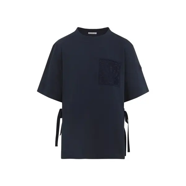 Moncler Cotton T-shirt With Embroidered Detail And Drawstring Hem