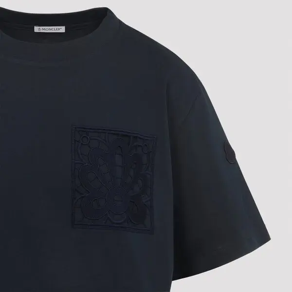 Moncler Cotton T-shirt With Embroidered Detail And Drawstring Hem