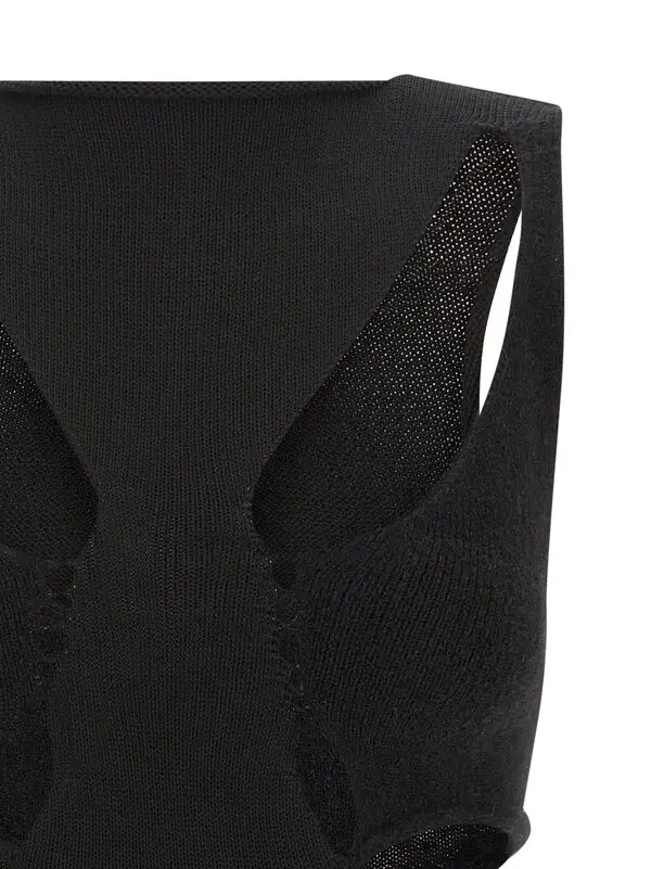 Rick Owens Tanja Wool Top With Cut-out Detail - Black