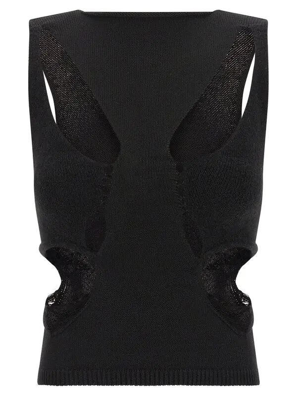 Rick Owens Tanja Wool Top With Cut-out Detail - Black