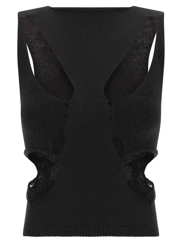 Rick Owens Tanja Wool Top With Cut-out Detail - Black