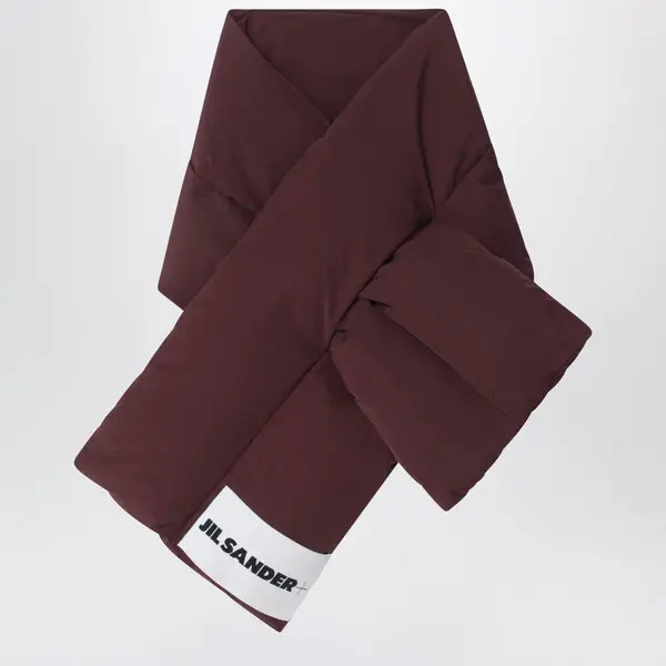 JIL SANDER Plum Padded Scarf With Logo - Brown