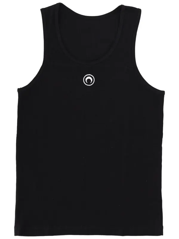 MARINE SERRE Tank Top A Costine Con Logo Moon - Black
