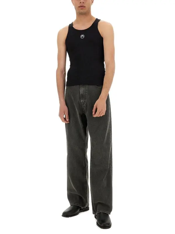 MARINE SERRE Ribbed Tank Top With Moon Logo