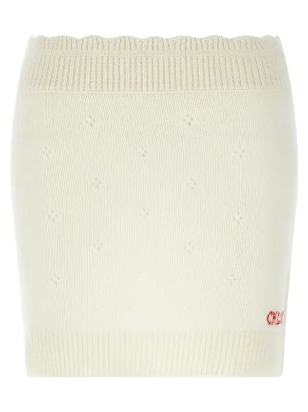 Chloé Jacquard Logo Knit Mini Skirt - White