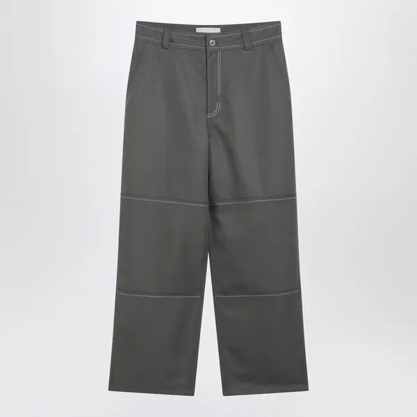 Ami Grey Wool Canvas Workwear Trousers