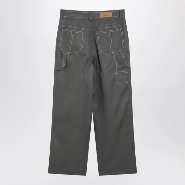Ami Grey Wool Canvas Workwear Trousers