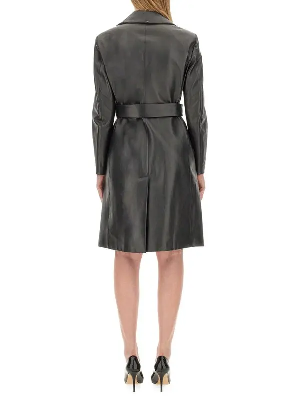 Sportmax Leather Belted Trench Coat