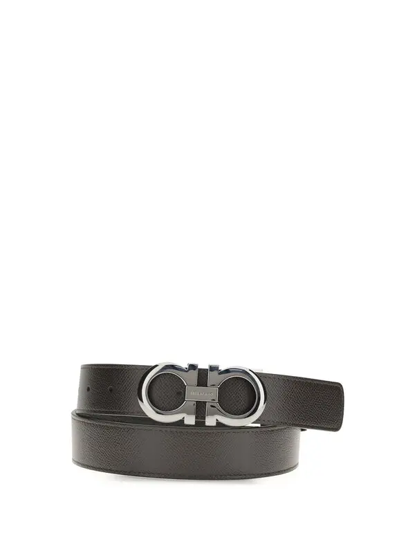 FERRAGAMO Reversible Leather Belt With Gancini Buckle - Brown