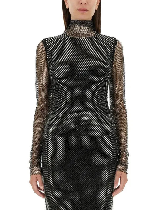 Sportmax Valdai Mesh Embellished Turtleneck Top - Black