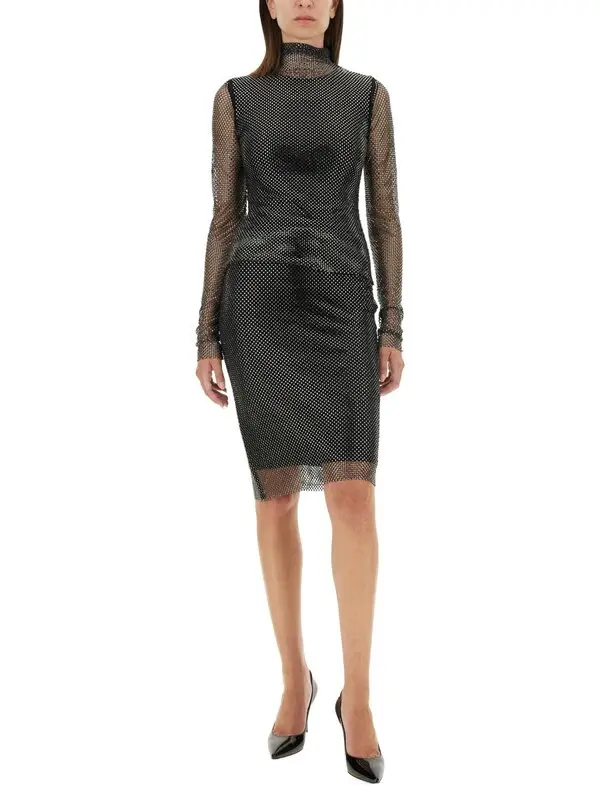 Sportmax Valdai Mesh Embellished Turtleneck Top - Black