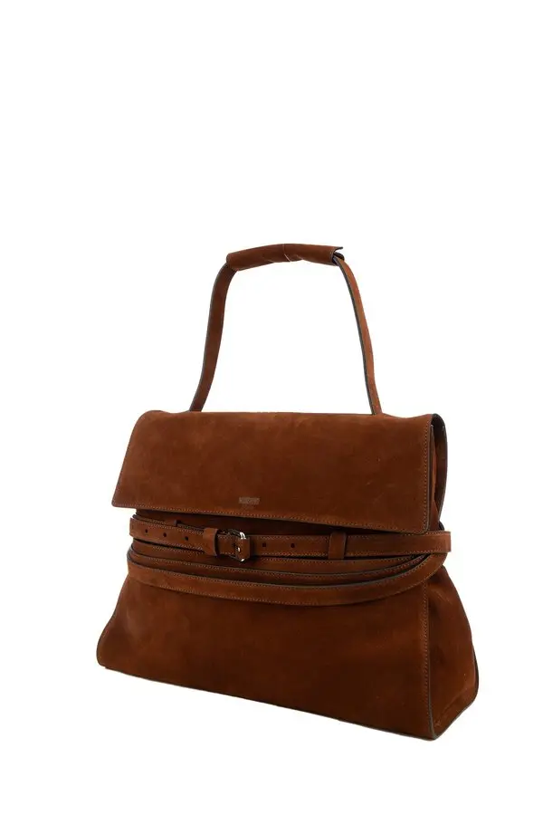 Moschino Suede Handheld Bag With Buckle Detail - Multicolor