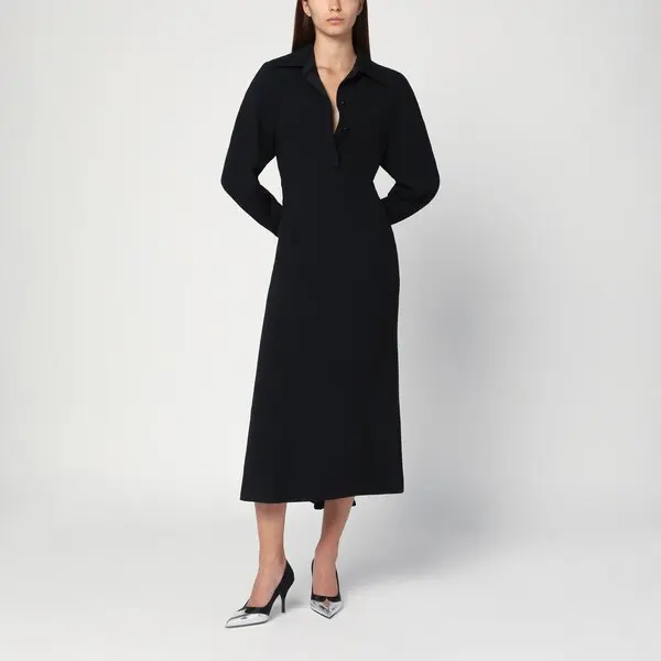 Victoria Beckham Viscose Satin Midi Shirt Dress - Black