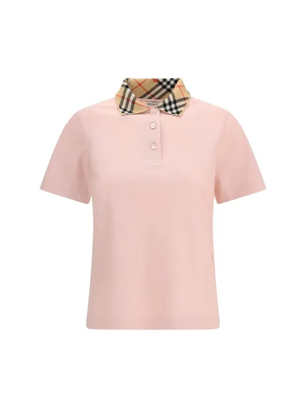 Burberry Cotton Polo Shirt With Signature Check Collar