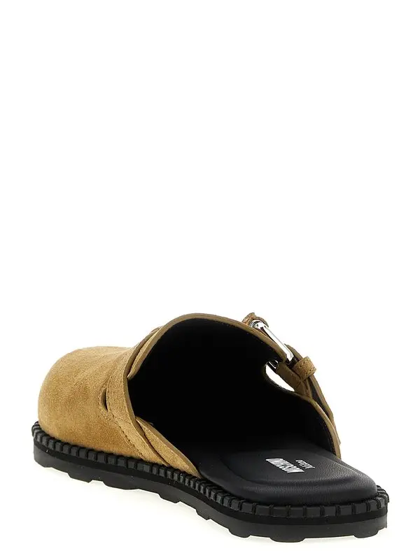 Moschino Suede Sabots With Buckle Detail