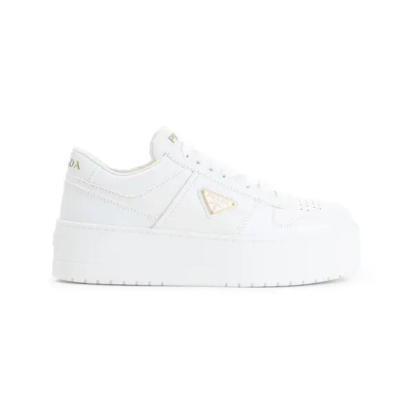 Prada Downtown Bold Calf Leather Platform Sneakers - White