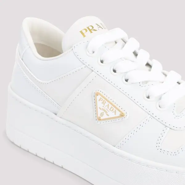 Prada Downtown Bold Calf Leather Platform Sneakers - White