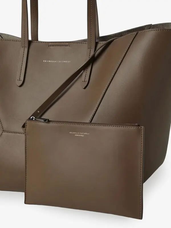 Brunello Cucinelli Duo Hammered Leather Tote - Multicolor
