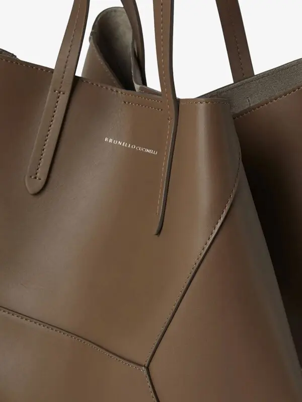 Brunello Cucinelli Duo Hammered Leather Tote - Multicolor