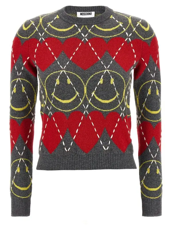 Moschino Smiley Argyle Sweater - Multicolor