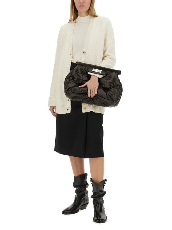 MAISON MARGIELA Wool Jersey High Neck Long Sleeve Sweater With Gathered Detail - Cream