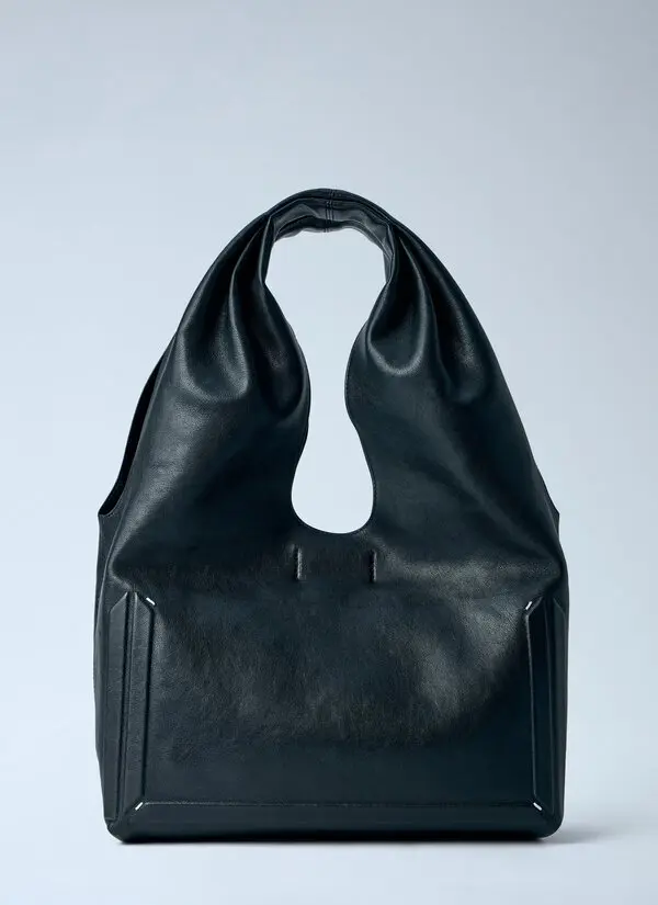 MAISON MARGIELA Medium Box Tote Bag In Textured Leather - Black