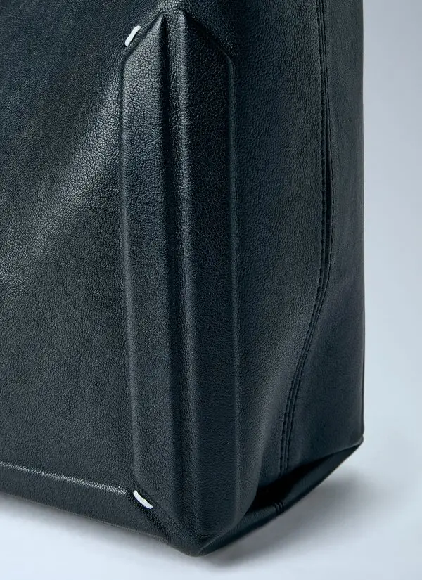 MAISON MARGIELA Medium Box Tote Bag In Textured Leather - Black