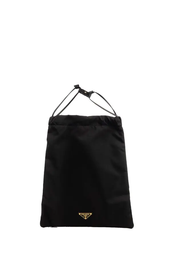 Prada Black Nylon Drawstring Pouch Bag