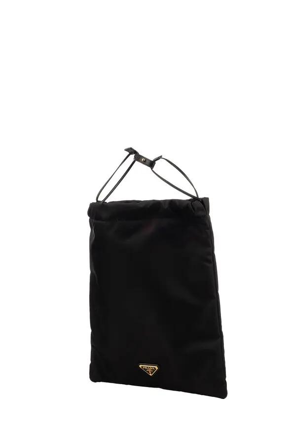 Prada Black Nylon Drawstring Pouch Bag