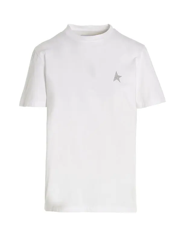 GOLDEN GOOSE Small Star Cotton T-shirt With Glitter Logo
