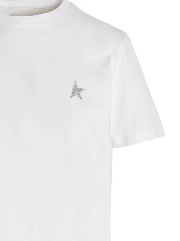 GOLDEN GOOSE Small Star Cotton T-shirt With Glitter Logo