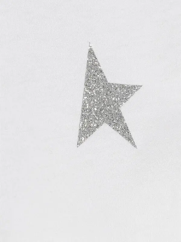 GOLDEN GOOSE Small Star Cotton T-shirt With Glitter Logo