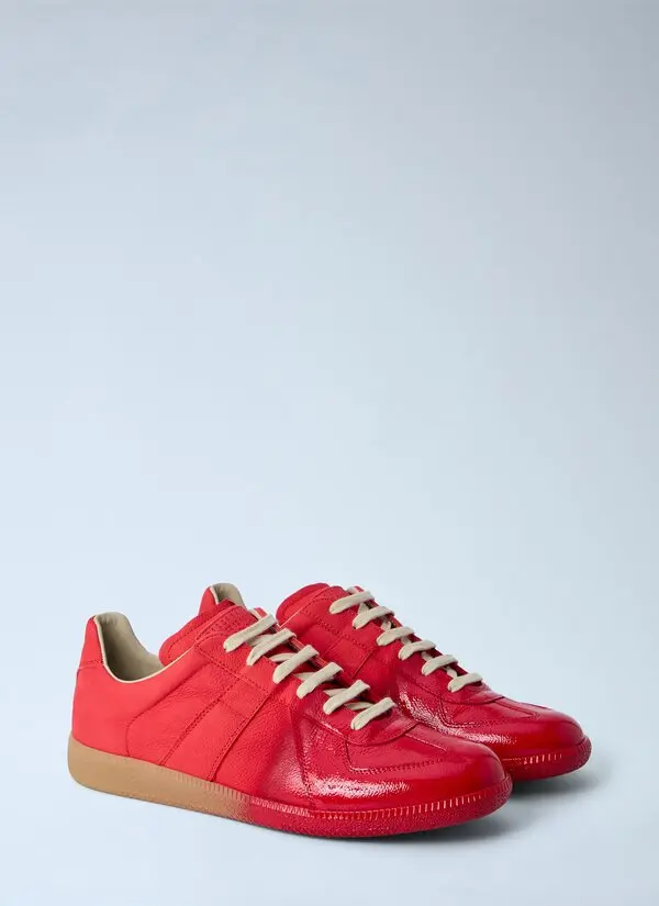 MAISON MARGIELA Replica Leather Paneled Sneakers - Red