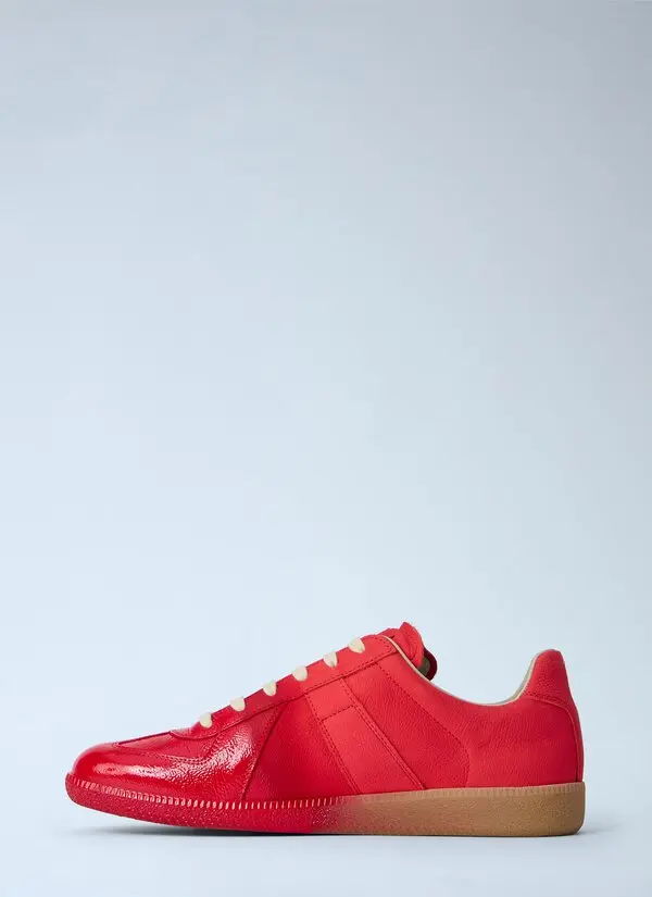 MAISON MARGIELA Replica Leather Paneled Sneakers - Red