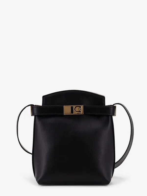 FERRAGAMO Leather Crossbody Bag With Gancini Detail - Multicolor