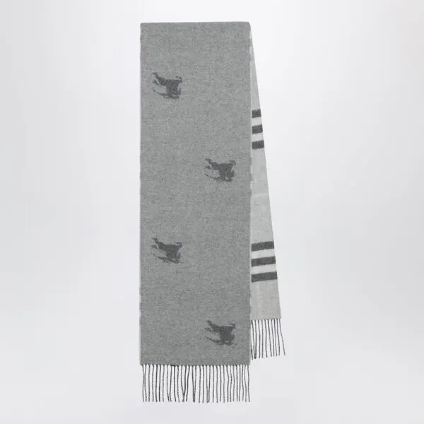 Burberry Reversible Check Cashmere Scarf With Ekd In Grey - Gray