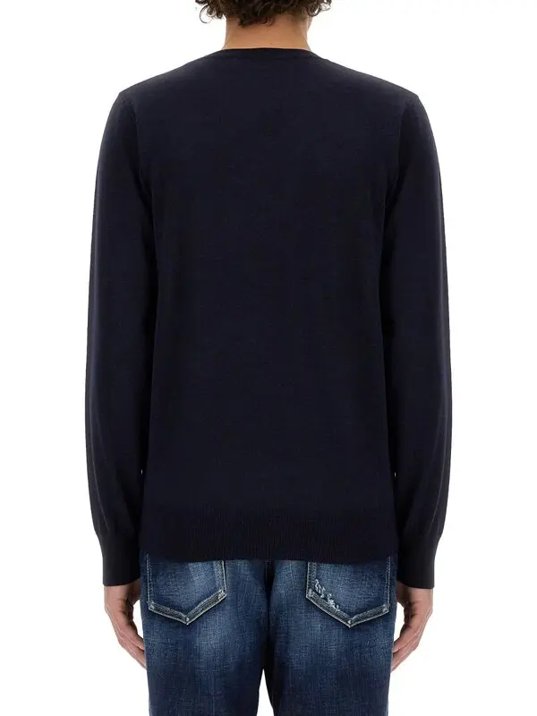 Dsquared2 Wool Jersey Crewneck With Embossed Logo - Blue