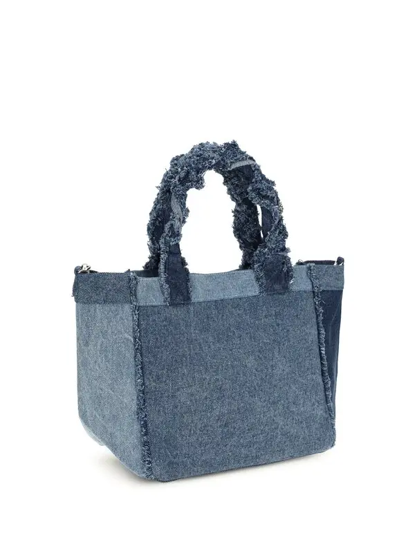 GANNI Small Trapeze Denim Shopper Bag - Blue