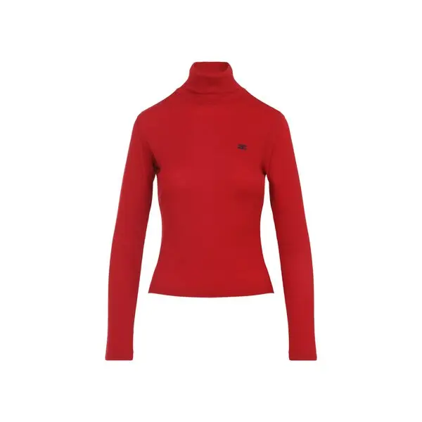 Celine Wool Turtleneck Top - Red