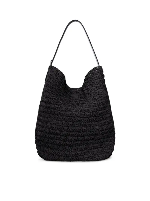 TOTEME Raffia Tote Bag With Belt - Black