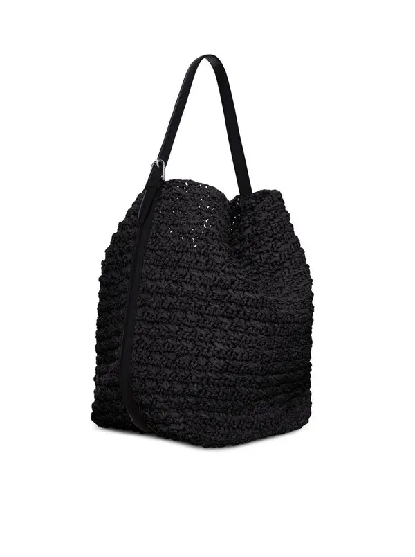 TOTEME Raffia Tote Bag With Belt - Black