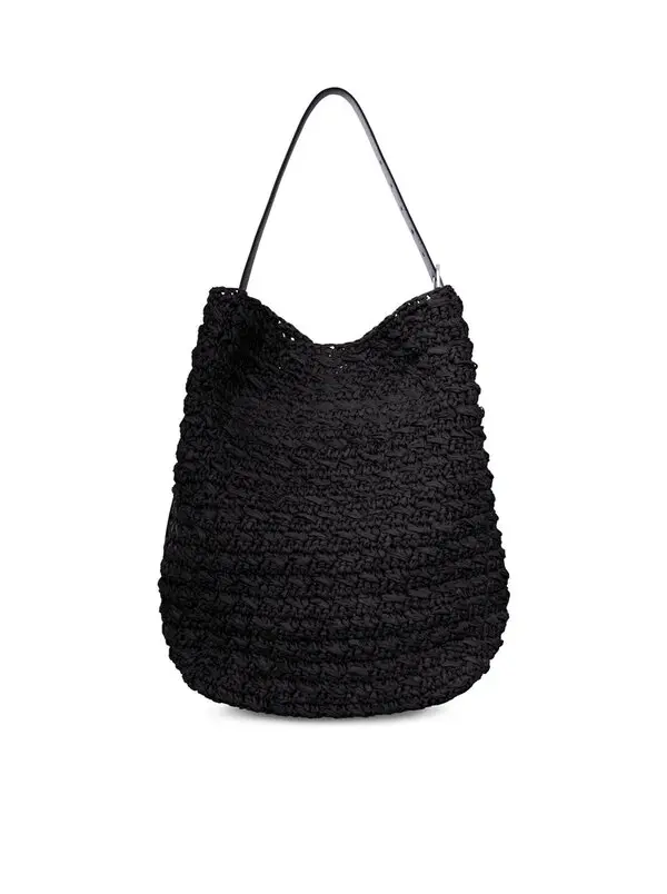 TOTEME Raffia Tote Bag With Belt - Black