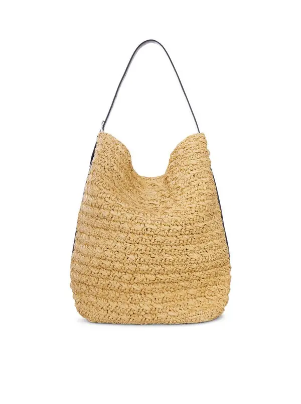 TOTEME Raffia Hobo Bag With Belt - Cream