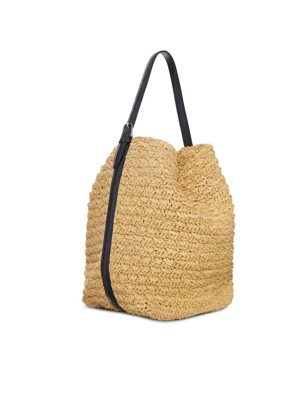 TOTEME Raffia Hobo Bag With Belt - Cream