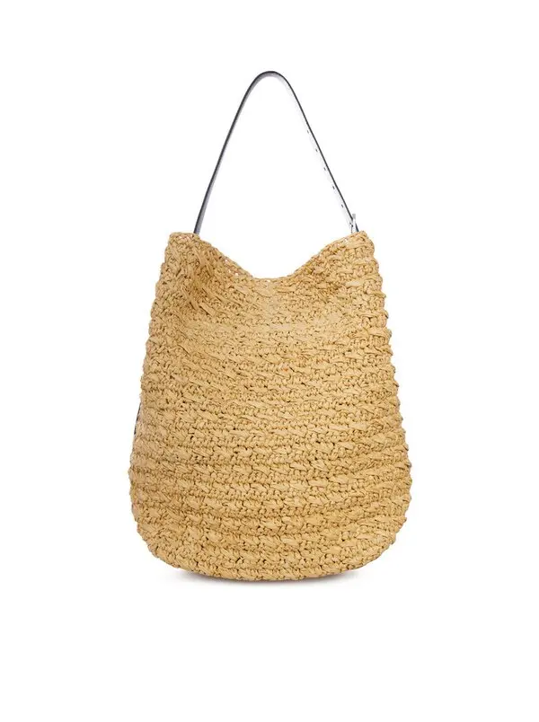 TOTEME Raffia Hobo Bag With Belt - Cream