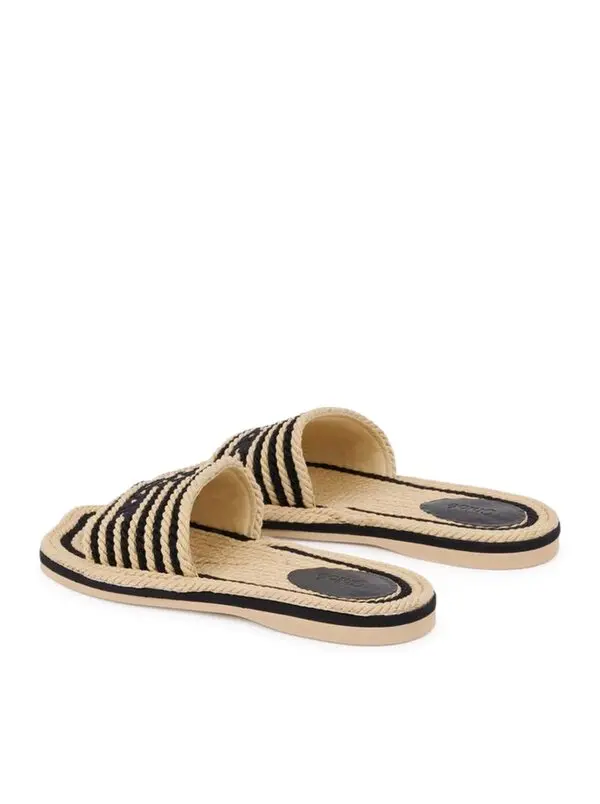 Chloé Braided Rope Slippers With Embroidered Logo - Multicolor