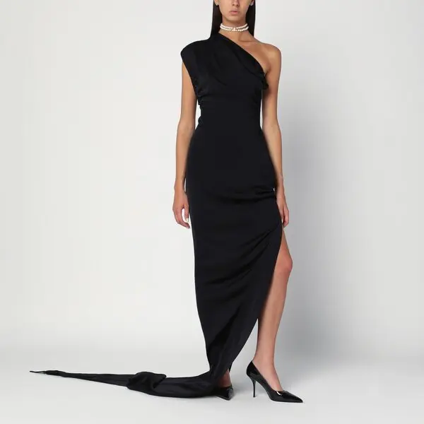 VIVIENNE WESTWOOD Long One-shoulder Dress With Ruching And Train