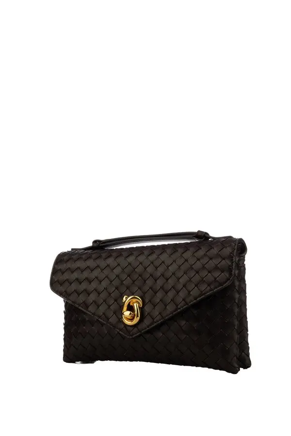 Bottega Veneta Woven Leather Turn Lock Crossbody Bag
